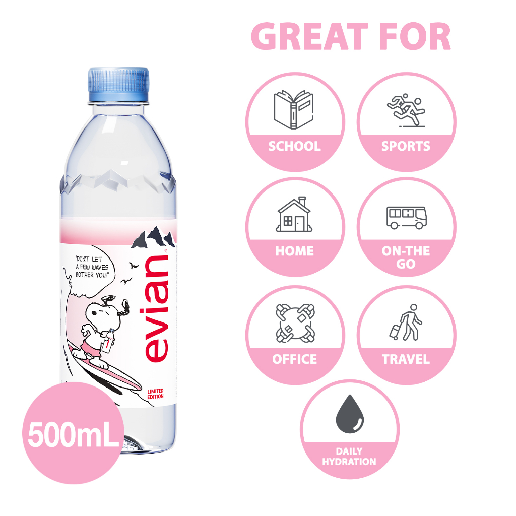 Evian Natural Mineral Water 500 ml. Pack 24 Bottles Limited edition x ...