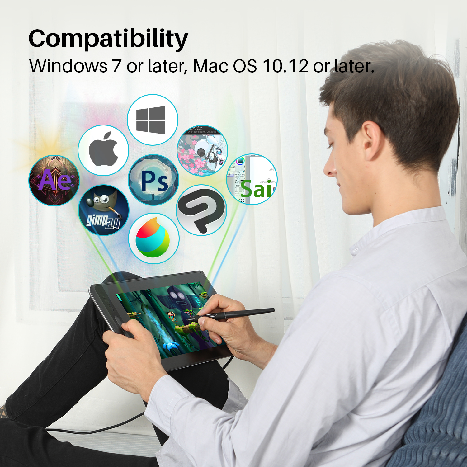 Huion KAMVAS PRO 12 จอแสดงผลกราฟิกแบบเอียงฟังก์ชั่นไม่มีแบตเตอรี่ 8192 ...