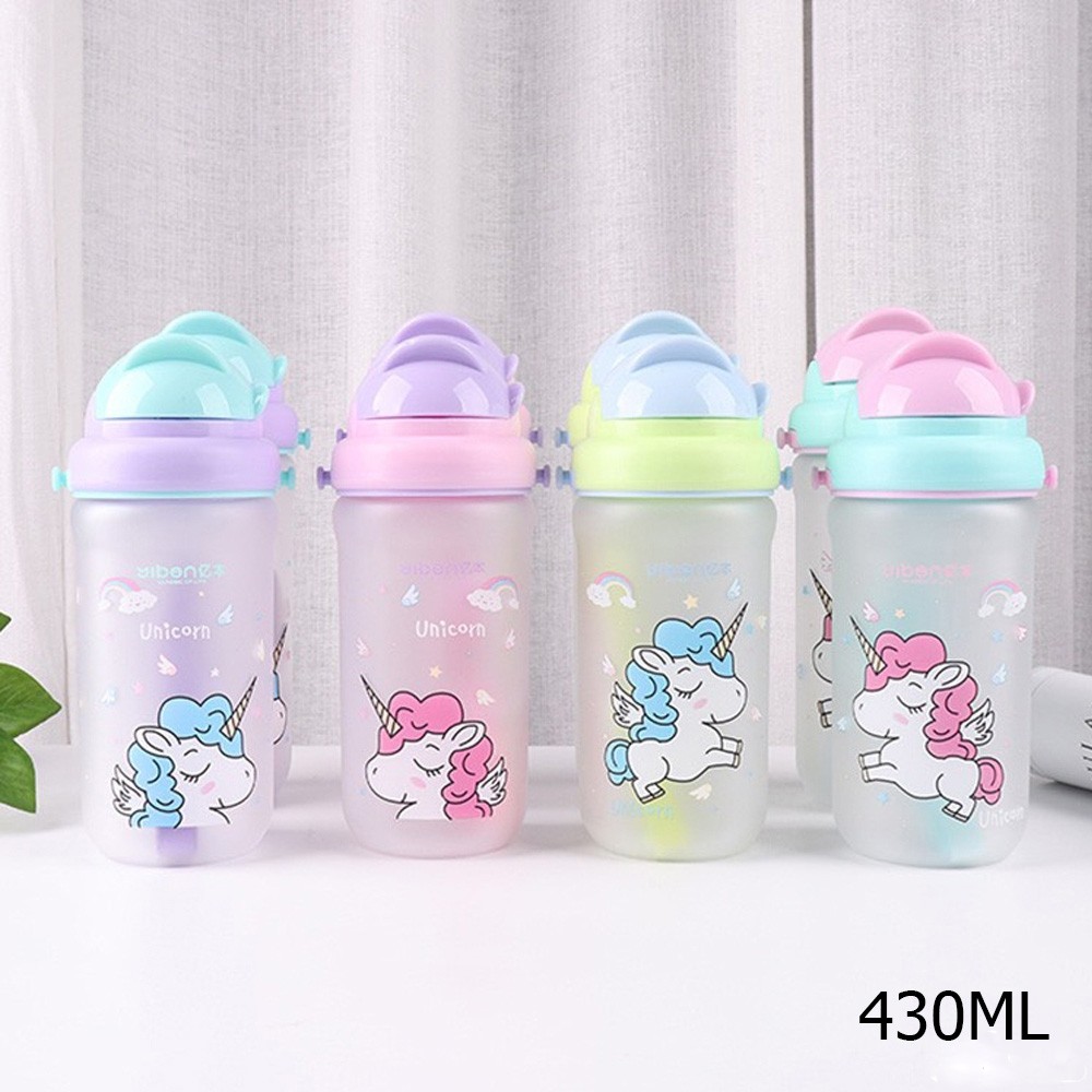 ZM99 แก้วน้ำเด็ก ยูนิคอร์นมี4สี 430ml ขวด น้ำ สำห รับ เด็ก ขวดน้ำลายการ์ตูน แข็งแรง ทนทาน ไม่มี ...