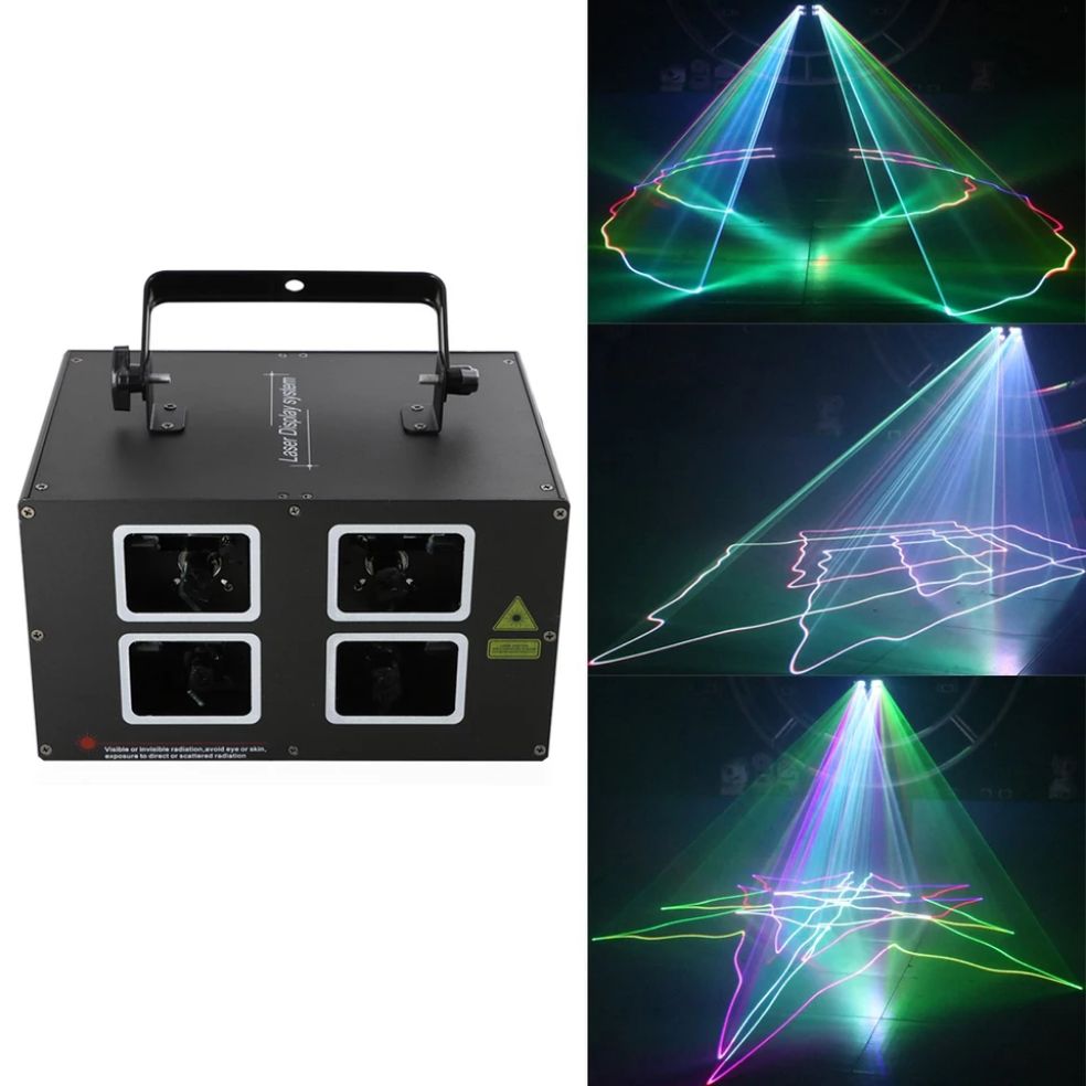 เลเซอร์ 4หัว 7 สี laser condo full colour RGB laser light PARTY LIGHT ...