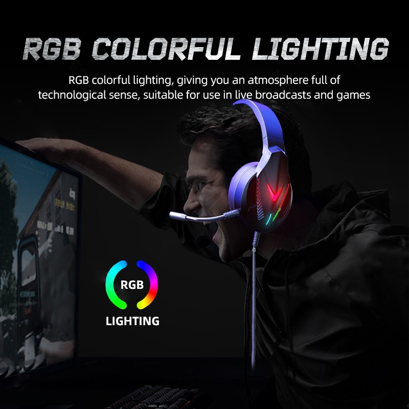 RGB Gaming Headphone with Microphone Noise Cancelling Headset Effect ...