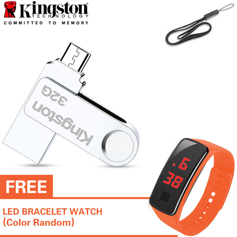 【ซื้อ 1 แถม 1 LED Watch】Kingston OTG USB แฟลชไดรฟ์ USB Mini Flash Drive ...