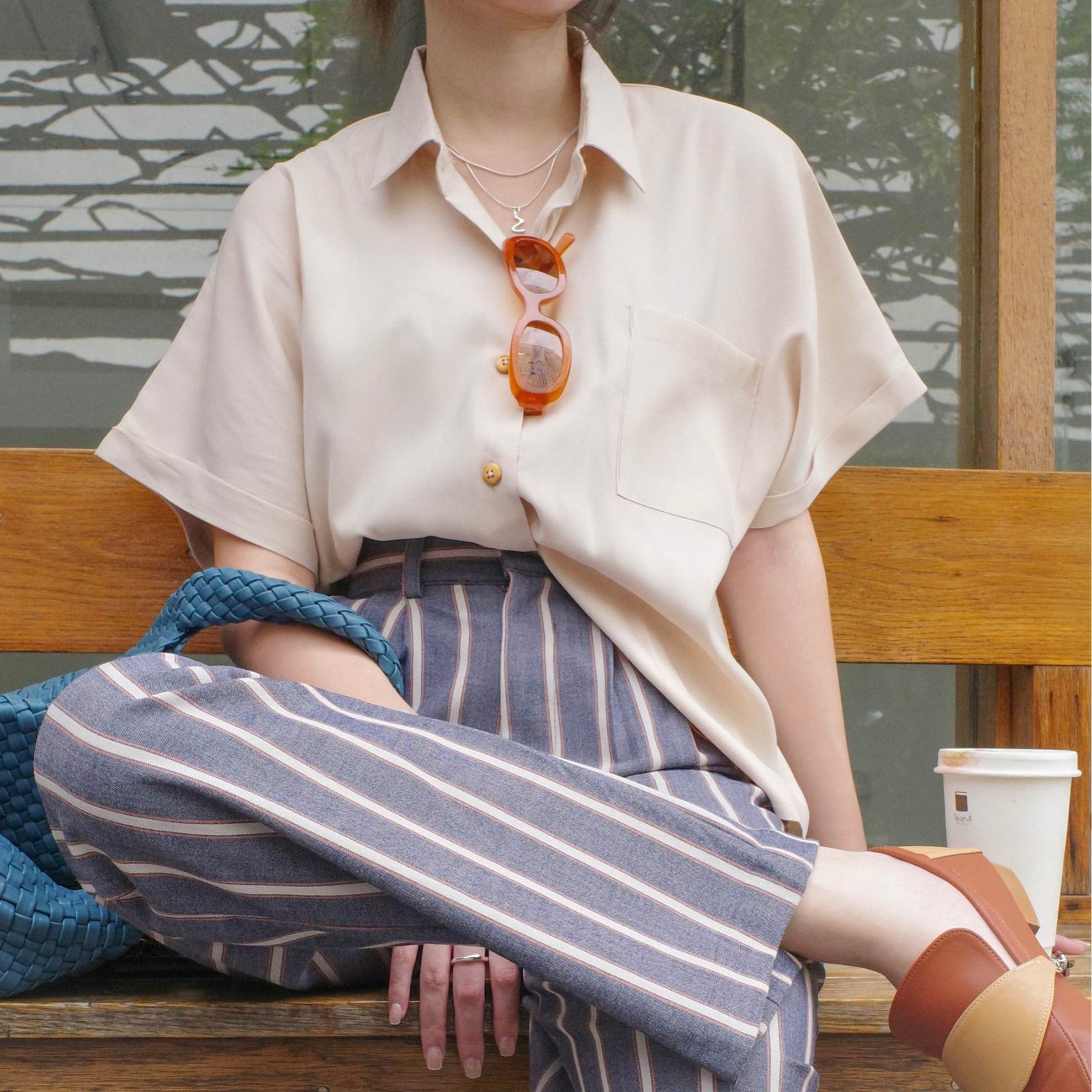 5pm.sun pablo pants กางเกงทรง loose straight ลายทาง ผ้ายับยาก -) - 5pm ...