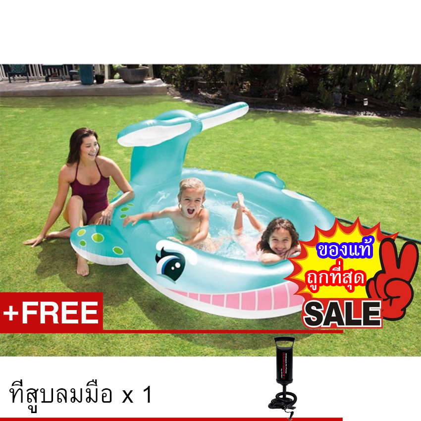 Intex สระเป่าลมน้ำพุ ปลาวาฬ ม. รุ่น 57440+ที่สูบลมมือปั้ม | Lazada.co.th