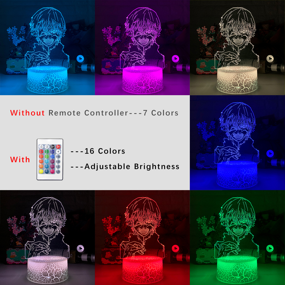 Newest Tokyo Ghoul Ken Kaneki 3d Lamp for Bedroom Decor Nightlight Cool ...