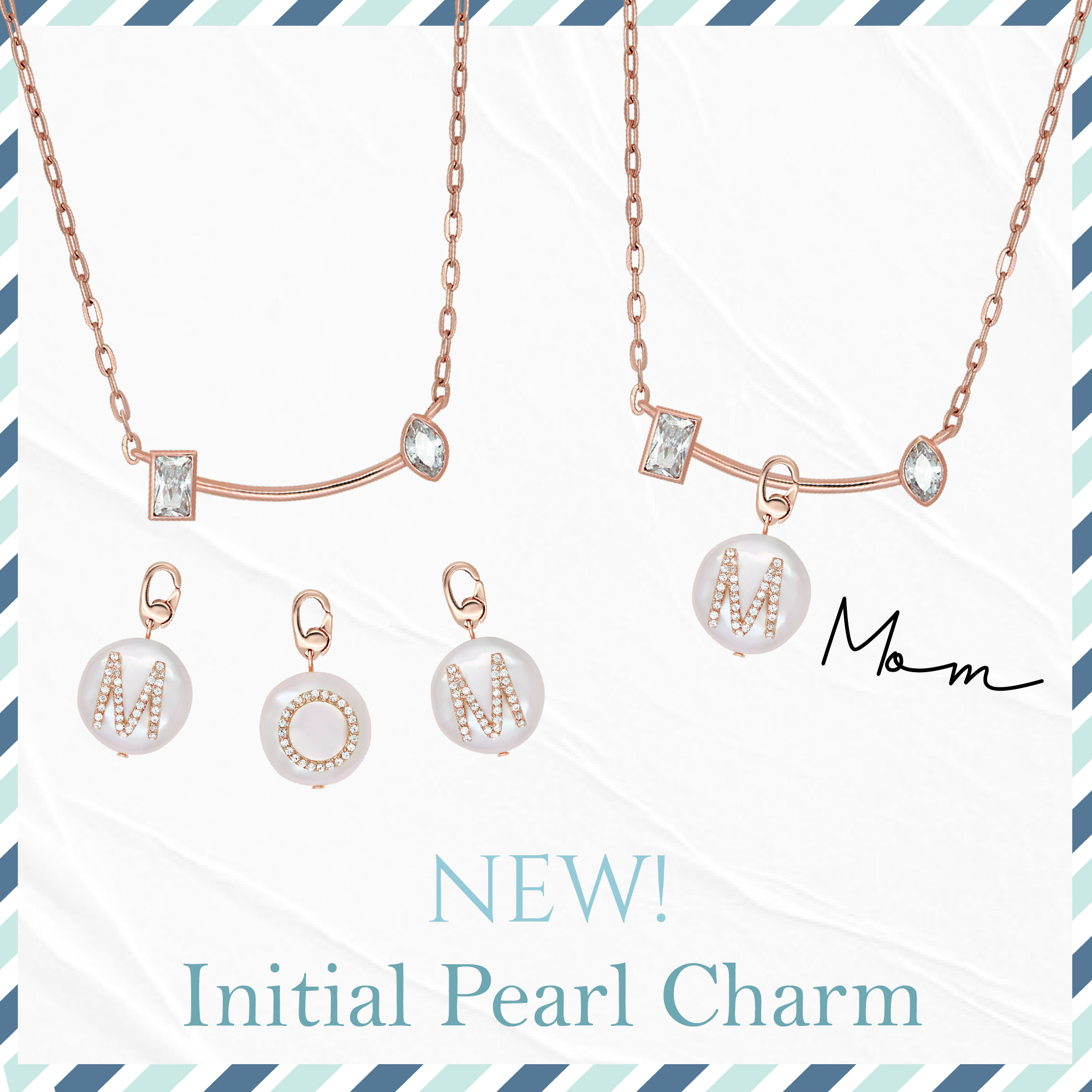 A.CEMI Initial Pearl Charm จี้มุก จี้เงินแท้ ชุบทอง 18K โรสโกลว์ - A ...