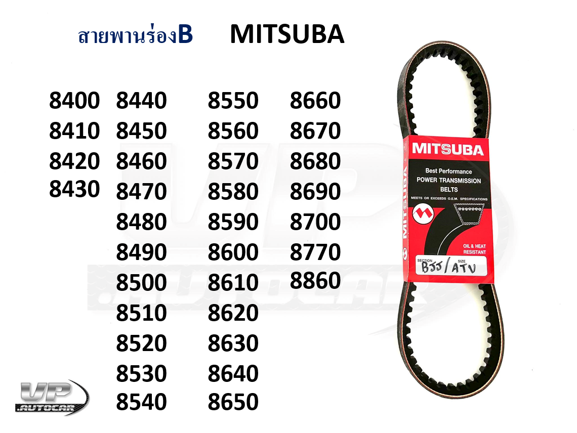 สายพานร่องบี ร่องB ร่องฟัน ยี่ห้อ MITSUBA สายพาน8400-8860หรือบี40-86ฟัน ...