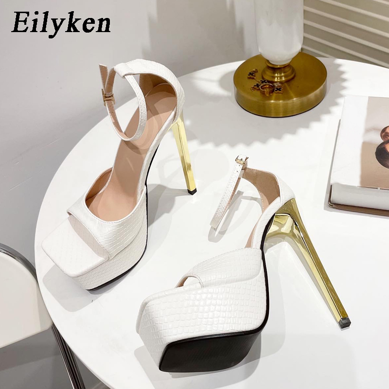 ☁ Eilyken Leopard Women High Heels Sandals 16cm Sexy Stripper Shoes Party Pumps Shoes Women ...
