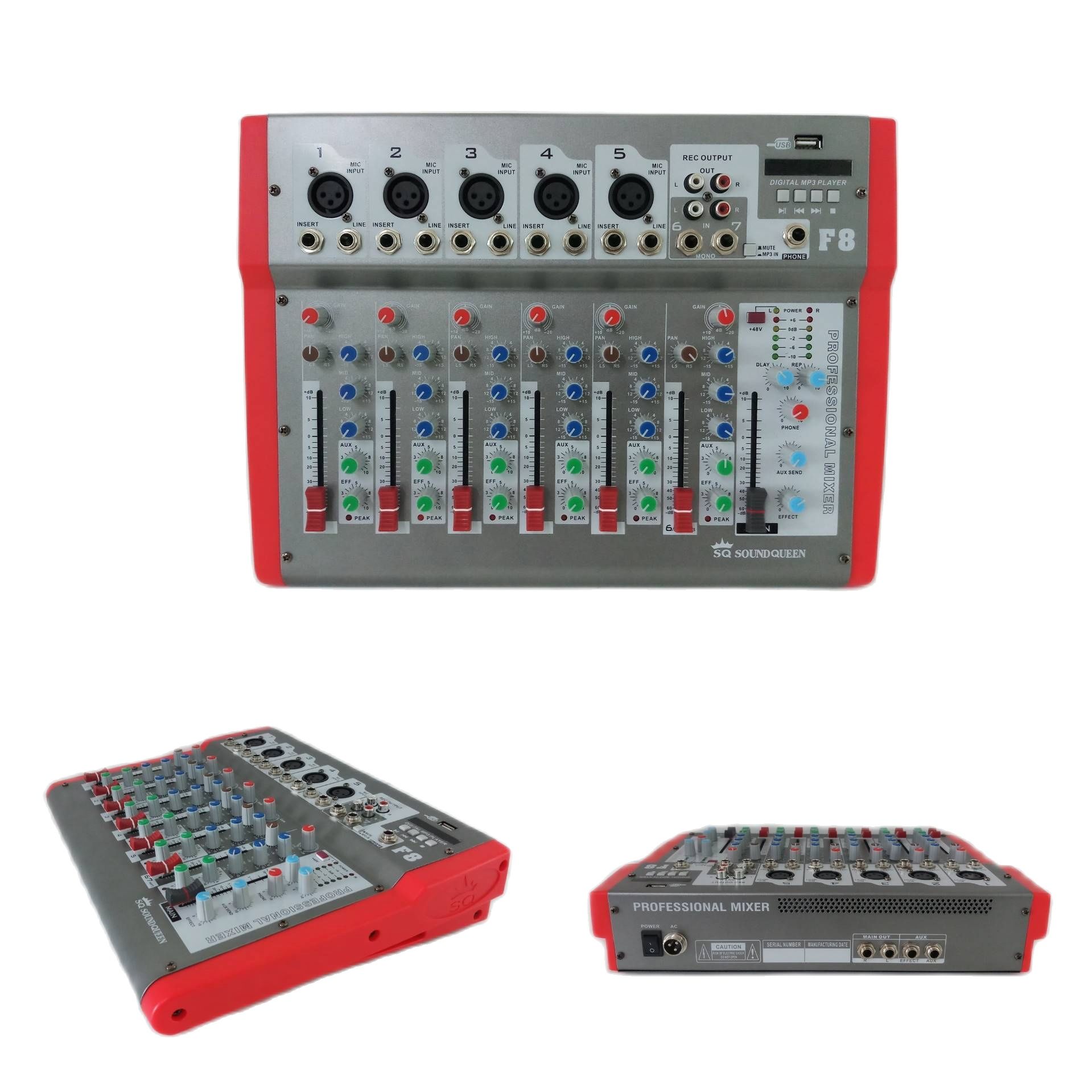 มิกเซอร์ SQ FF8 7 Channel Mixer 5 XLR mono input Mic and 2 groups of ...