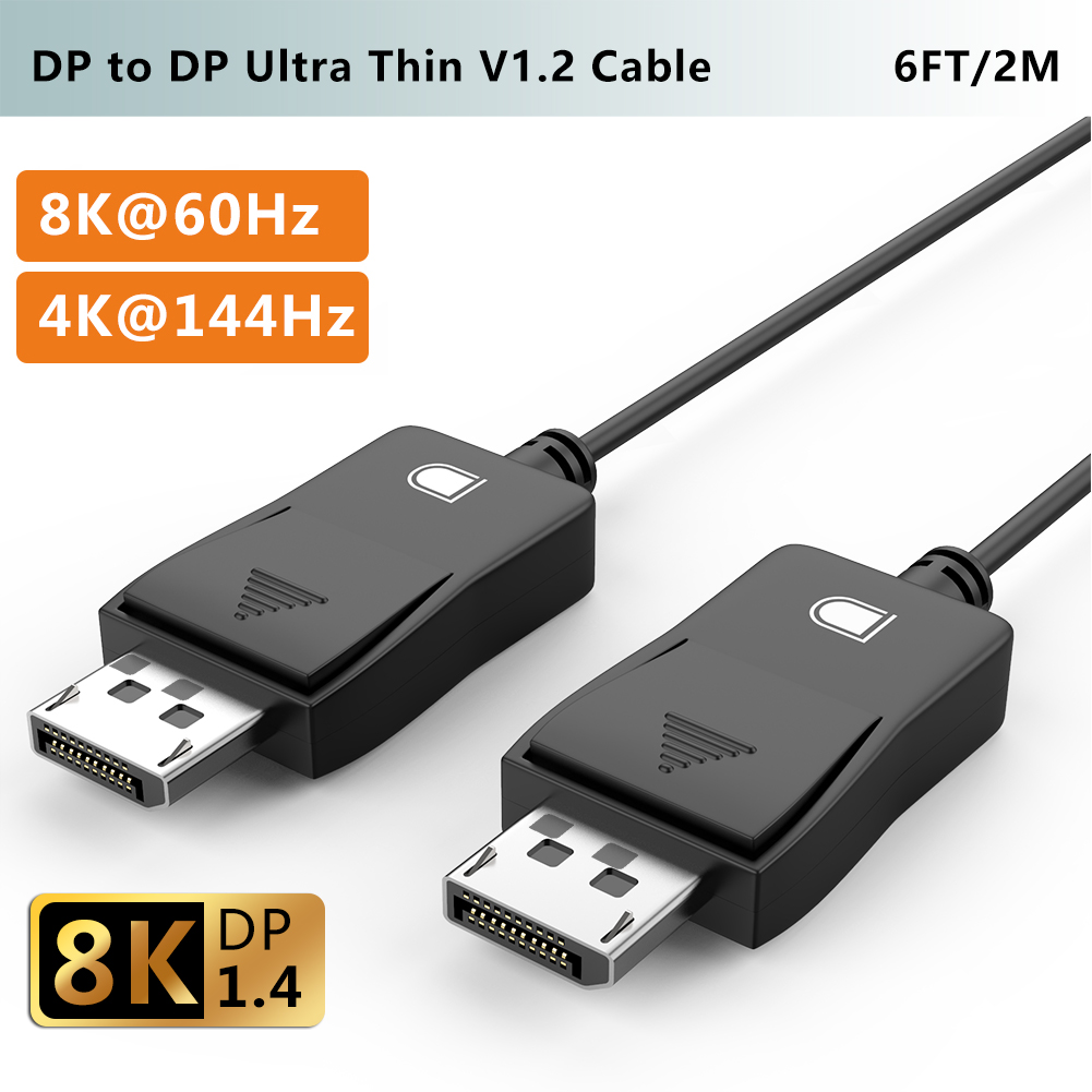 FOINNEX 2M Ultra Thin DisplayPort 1.4 Cable 8K 60Hz DP to DP 4K HDR ...