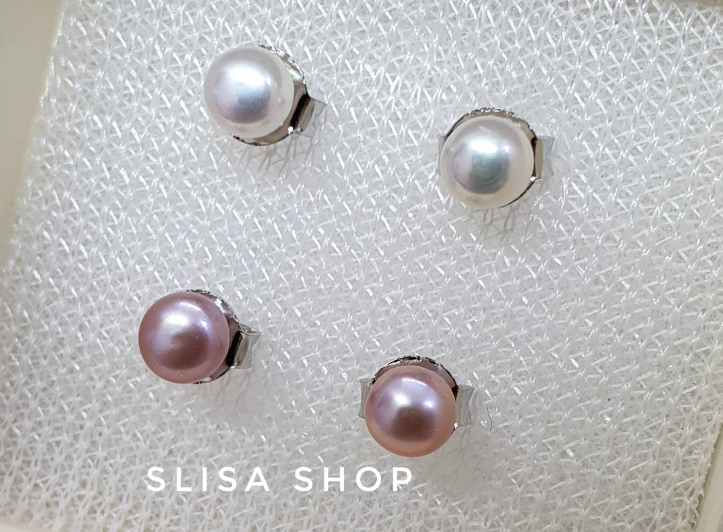 ต่างหูไข่มุกเเท้(น้ำจืด)สีขาว ขนาด4mm. ก้านเเละเเป้นS925 - Slisashopallnew - ThaiPick