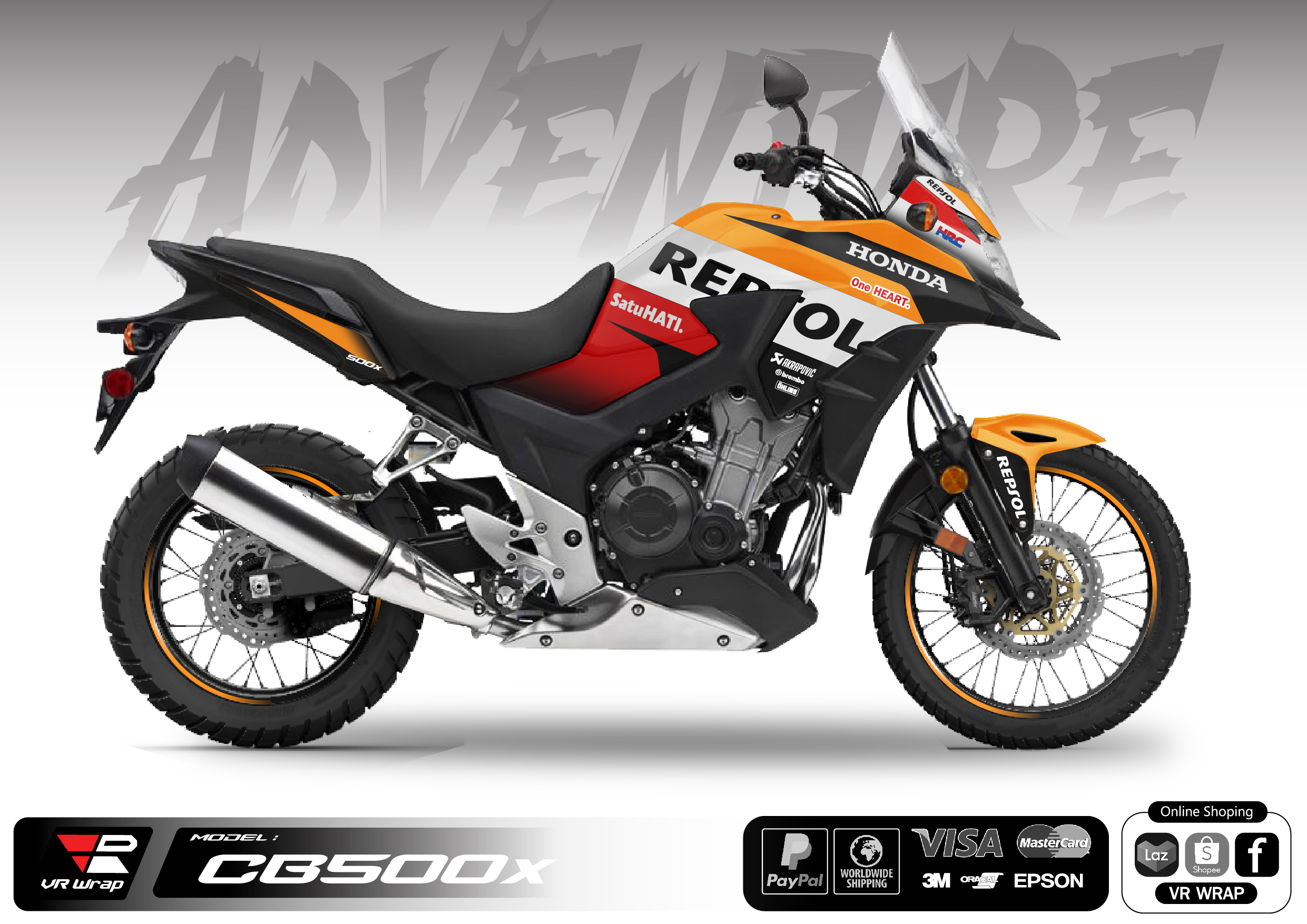 VR wrap สติ๊กเกอร์ Honda CB500x ลาย repsol | Lazada.co.th