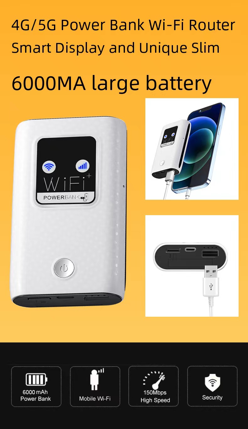 4G5G Pocket WiFi ความเร็ว 150 Mbps Powerbank 6000mah 4G MiFi 4G LTE ...