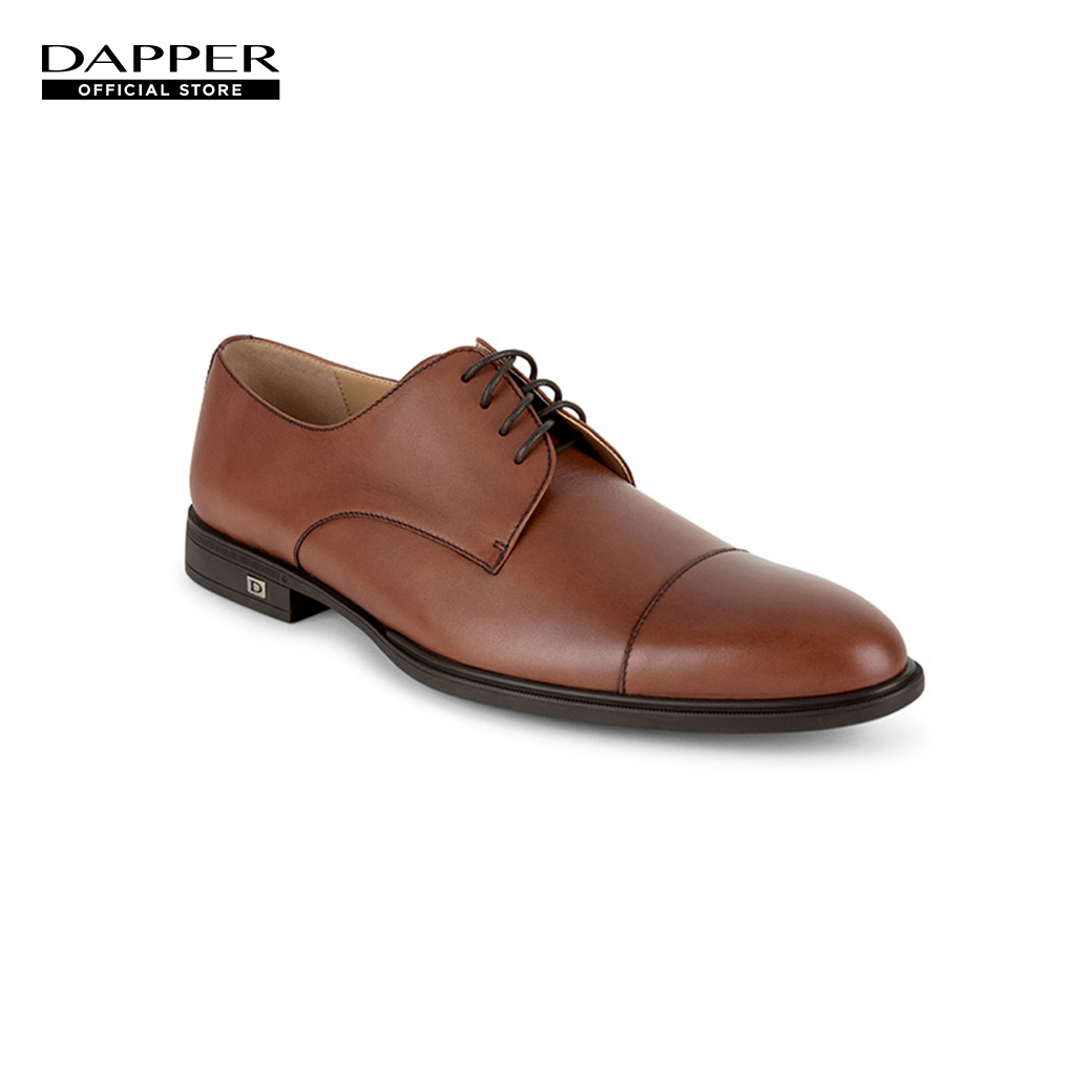 DAPPER รองเท้าหนัง แบบผูกเชือก Cap-Toe Derby Shoes สีน้ำตาลแทน - MixASale