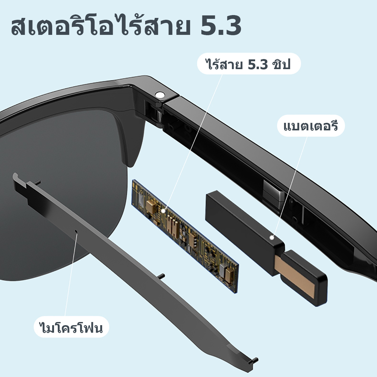 MG20 แว่นตาอัจฉริยะ ชุดหูฟังสเตอริโอ ป้องกันแสงสีฟ้า แว่นกันแดด หูฟัง ...