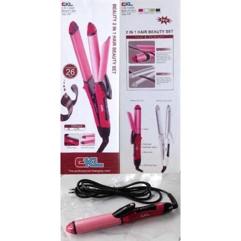 ถูกสุด!! ส่งkerry CKL737 เครื่องหนีบผม 2in1 ลอนมาม่าแกน 26mm รีดผมตรงและม้วนผมในตัว ที่หนีบผม ...