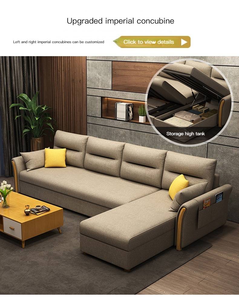 【VC Bed】Sofa apartment multi-functional fabric sofa dual-purpose folding storage living room ...