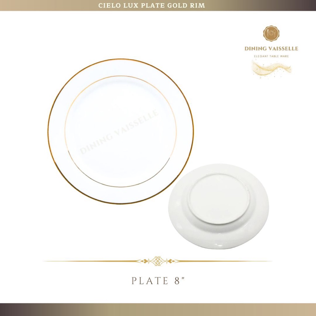 Dining Vaisselle - Cielo Lux Plate Gold Rim - จานขาวขอบทองหรูหรา ...