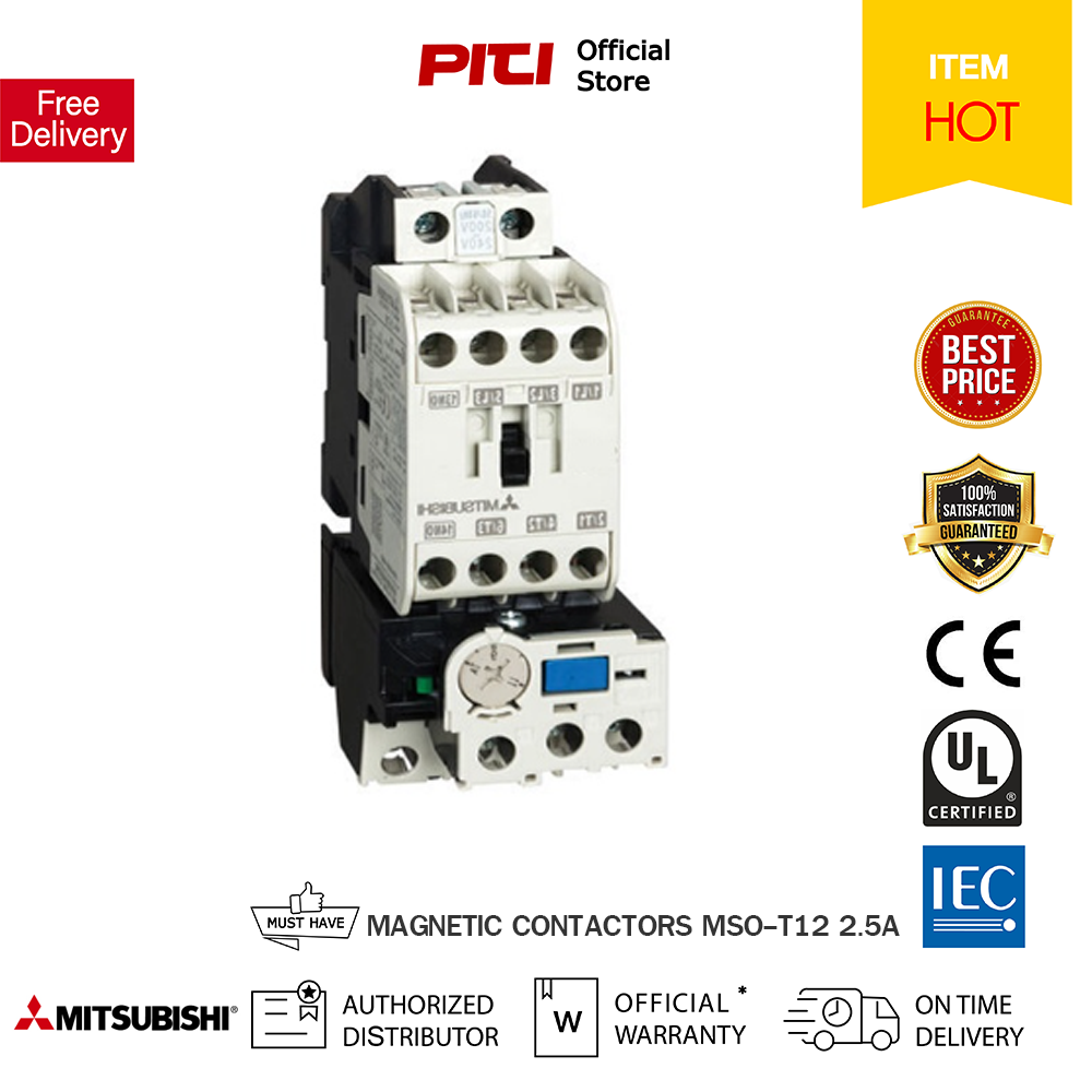 Mitsubishi Magnetic Contactor MSO-T12 220V 2.5A 1NO+1NC ชุดแมกเนติก ...