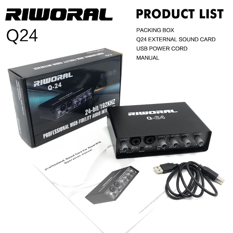 RIWORAL Q-24 การ์ดเสียง Sound card เครื่องเสียงมืออาชีพ การ์ดเสียง ...