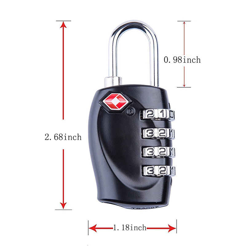TSA Customs Lock Mini Luggage Small Hang Lock Customs Password Lock 4 ...