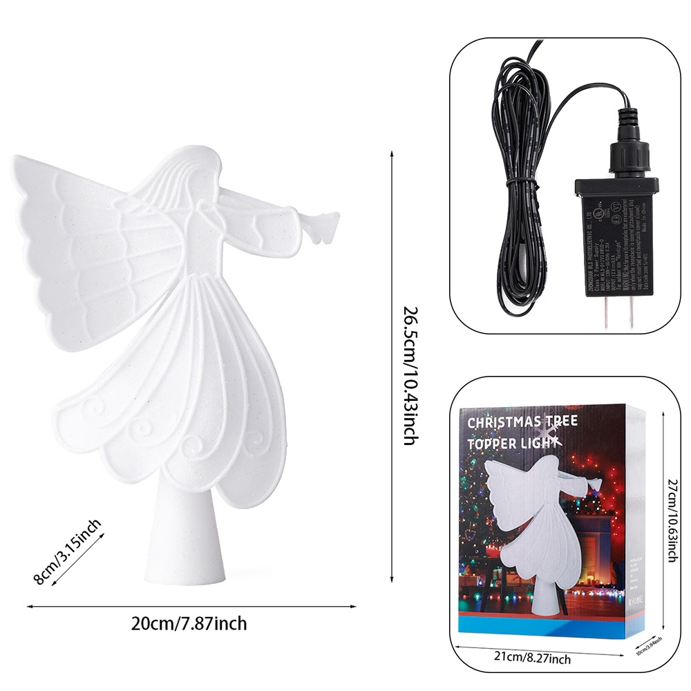 LED projection lamp angel tree top star 3D rotating snowstorm angel ...