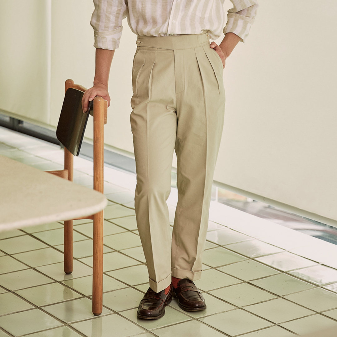 (bobs your uncle) - Gurkha Trousers Beige - กางเกงขายาวเอวสูง ผ้า ...