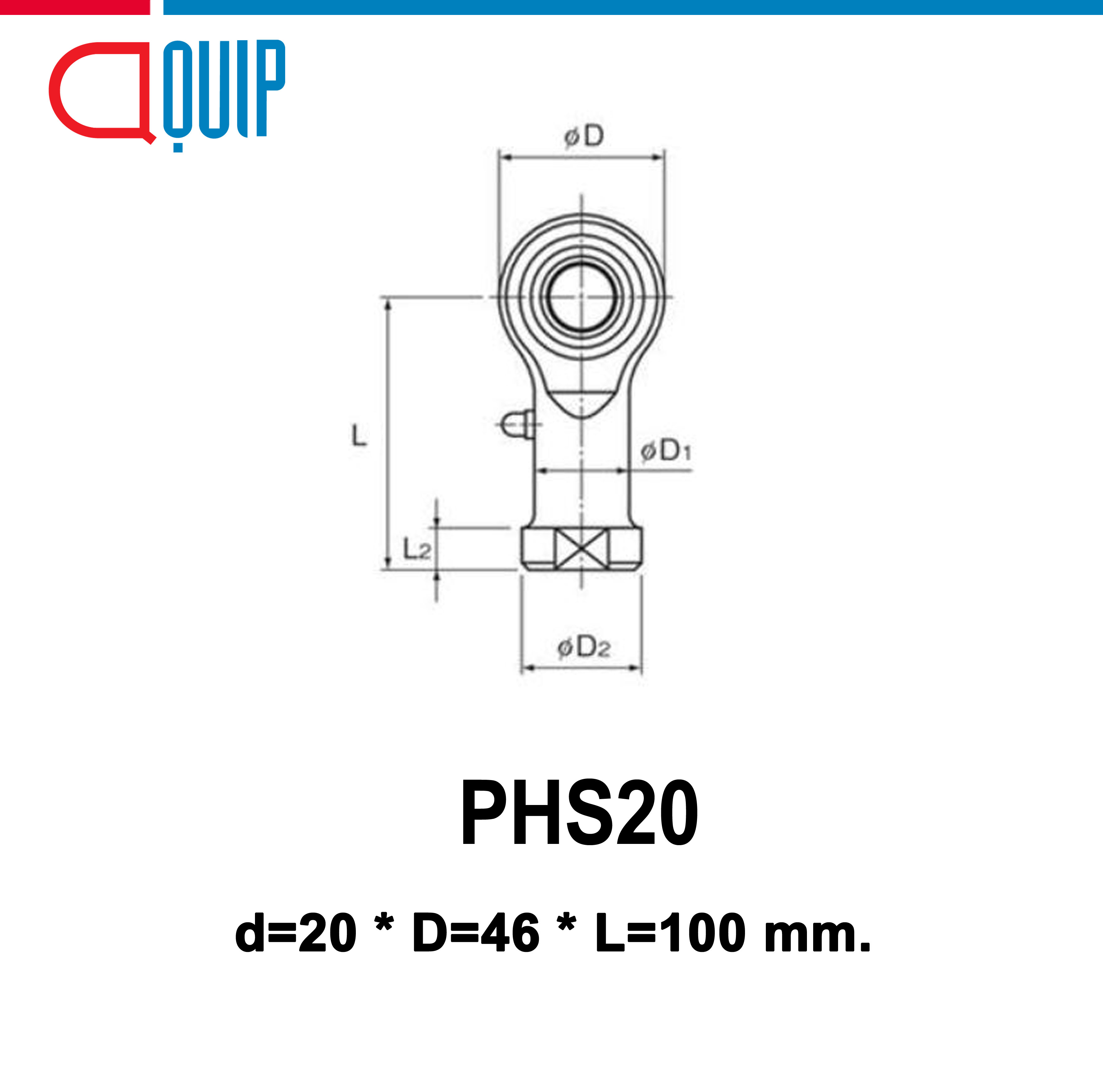 PHS20 SBC M20x1.5 ลูกปืนตาเหลือกตัวเมียเกลียวขวา,ลูกหมากคันชัก ( INLAID ...