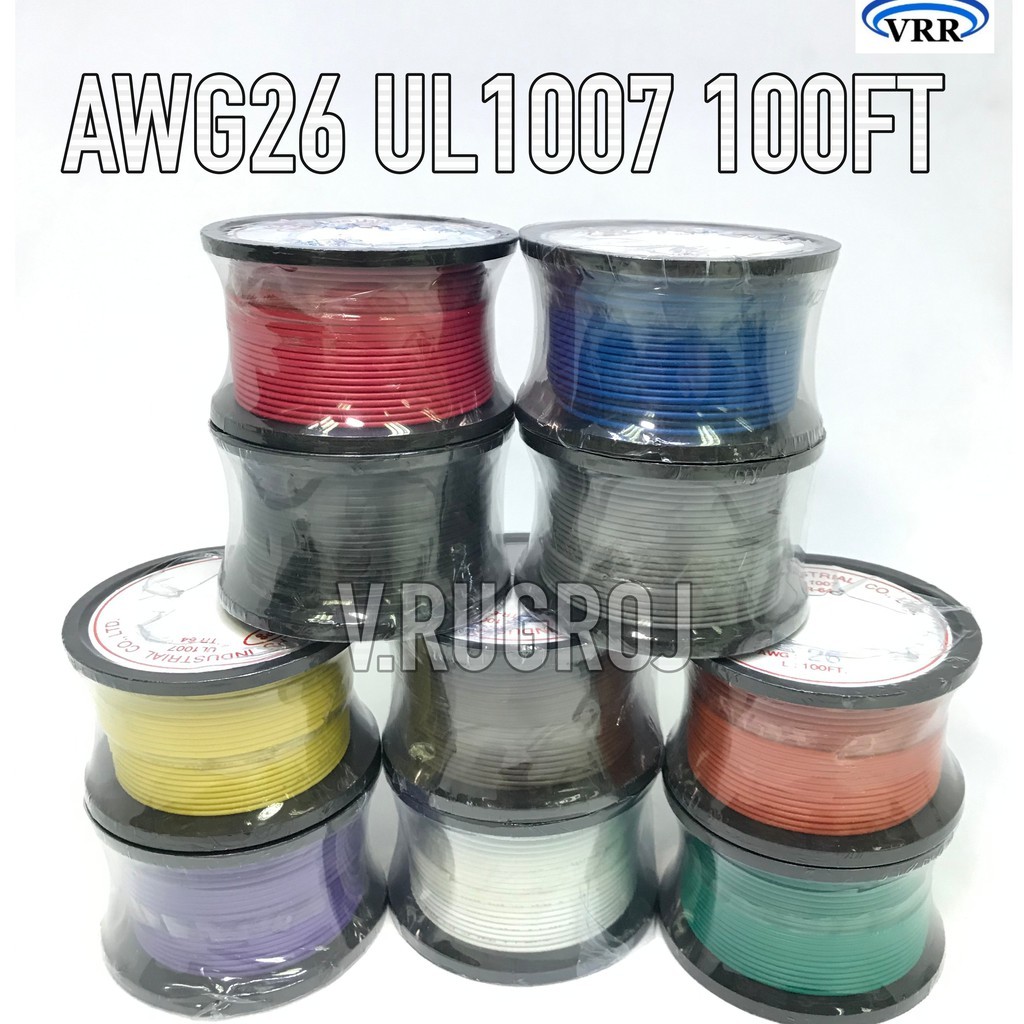 ( Woww+++ ) AWG26 UL1007 สายไฟอ่อน AWG 26 HOOK UP WIRE 80C 300V 100FT = 30M THAIWONDERFUL ราคา ...