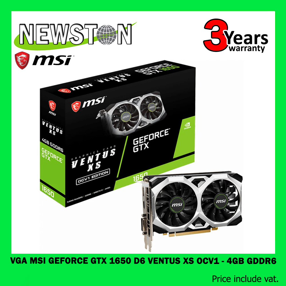 VGA (การ์ดแสดงผล) MSI GEFORCE GTX 1650 D6 VENTUS XS OCV1 4G GDDR6 (3Y ...