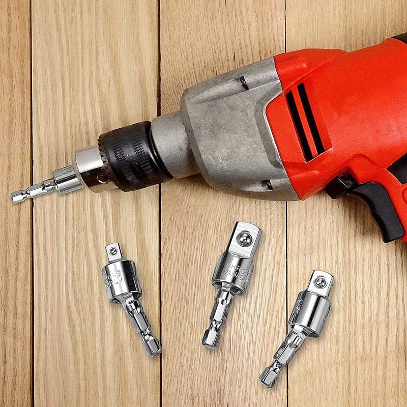 4 Pcs Power Drill Sockets Adapter Sets 360°Rotatable Hex Shank Impact ...