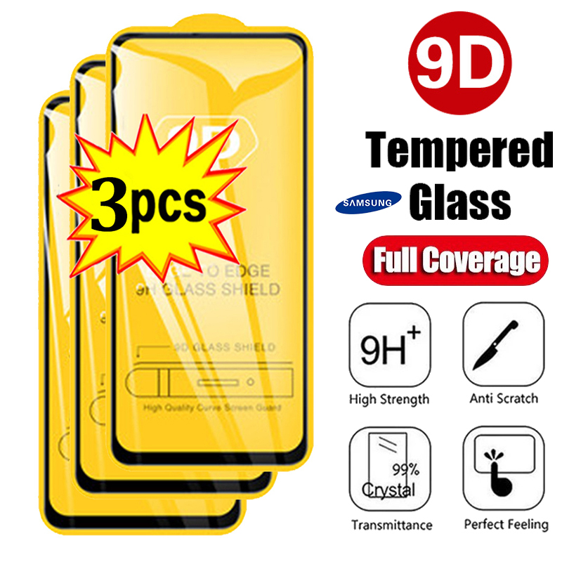 3Pcs แผ่นฟิล์มกันรอยSamsungเต็มจอ แบบกาวเต็มจอ 9D ของแท้ ทุกรุ่น! Samsung A51 A52 A52S A10 A10s ...