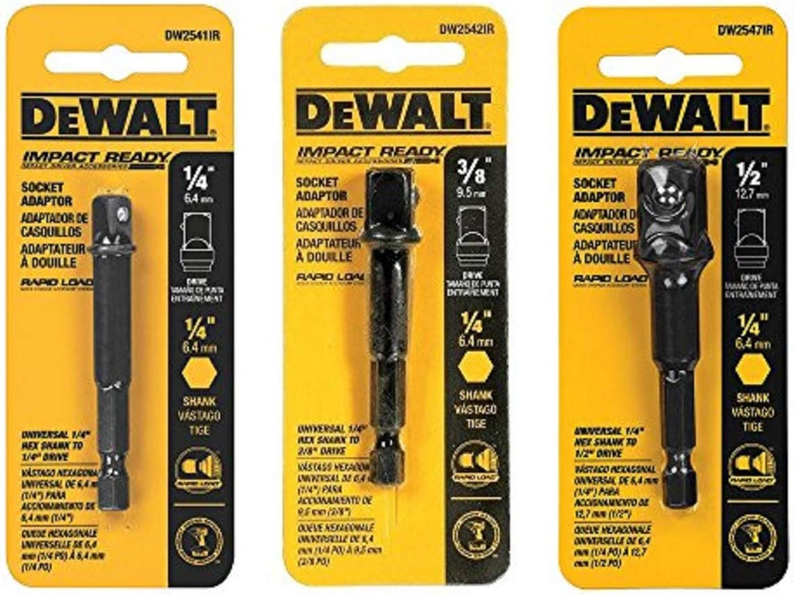 DeWalt 3-pc Socket Adapter Set includes DW2541IR, DW2542IR, DW2547IR ...