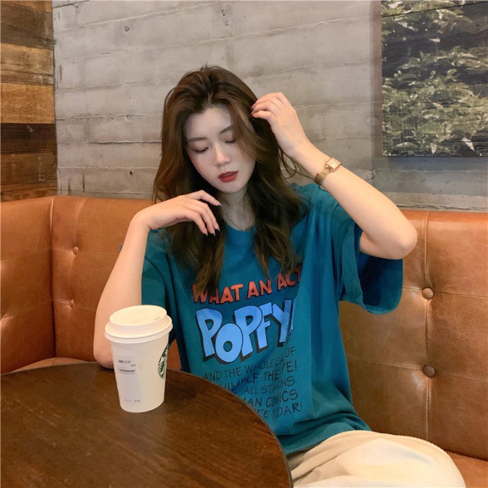 Fomu เสื้อยืดPopfye สไตส์เกาหลี ตัวใหญ่ เสื้อยืดงานดี เนื้อผ้าดี ลายสกีน E800 - fomu shop.th ...