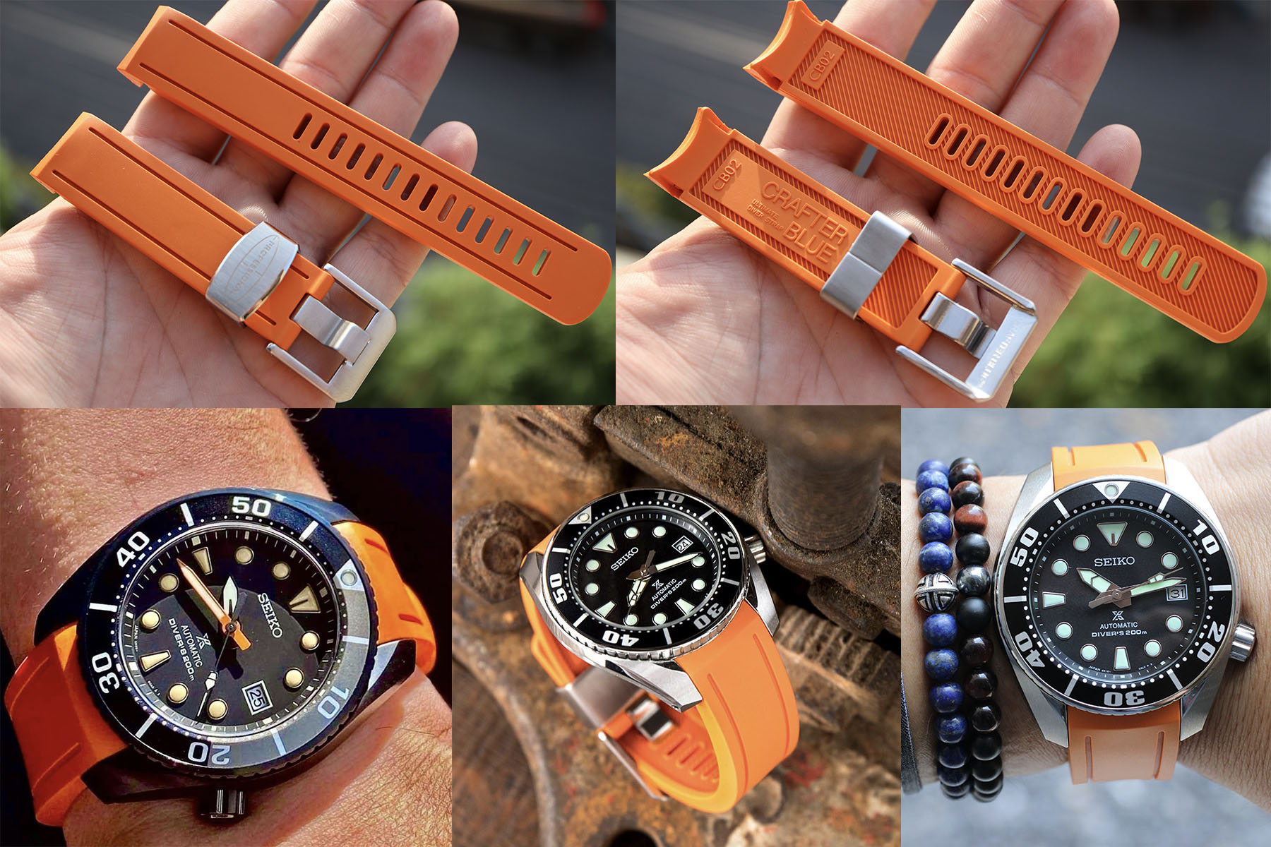 Crafter Blue CB02 Strap Orange Color for Seiko Sumo - OVERWRIST - ThaiPick