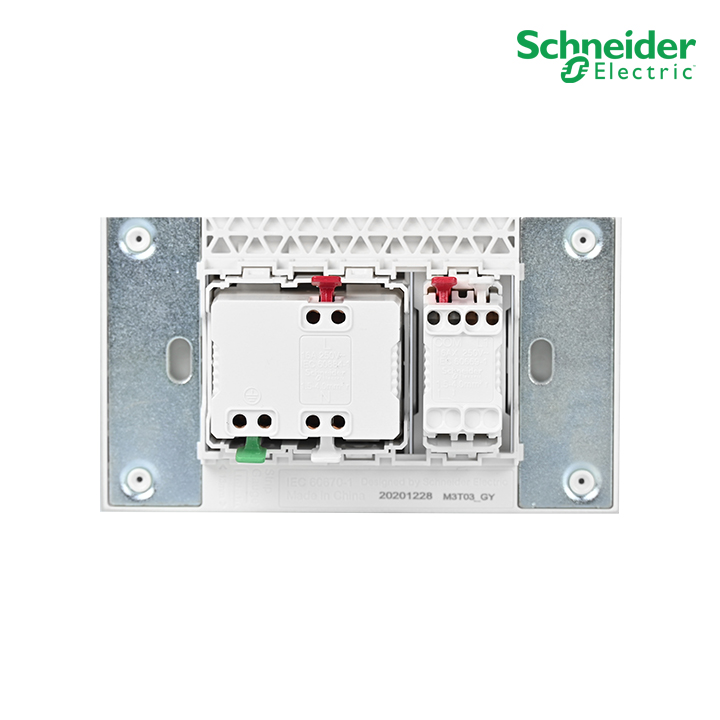 Schneider Electric ชุดเต้ารับ 3 ขา + สวิตช์ทางเดียว 1 ช่อง สีเทา Single ...