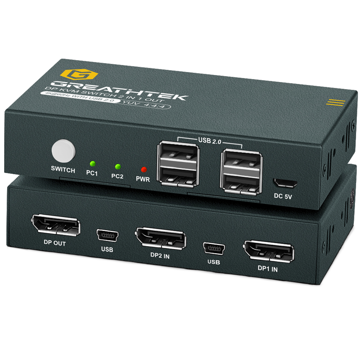 PWAY 8K Displayport KVM Switch 4K60hz 2-port USB KVM Displayport 1.2 ...