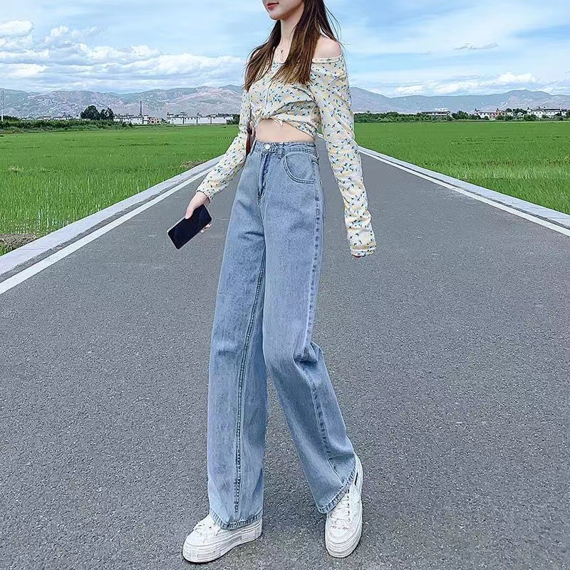 CYGYกางเกงยีนส์ สไตล์เกาหลี ทรงขากระบอกขาไม่บาน สียีนส์อ่อนยีนส์เข้ม ...