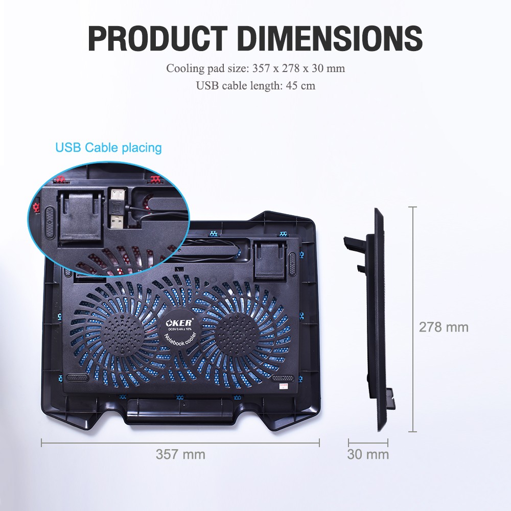 แท้100 OKER C818 NOTEBOOK COOLING PAD Red สีแดง แท่นระบายความร้อนได้ดี ...