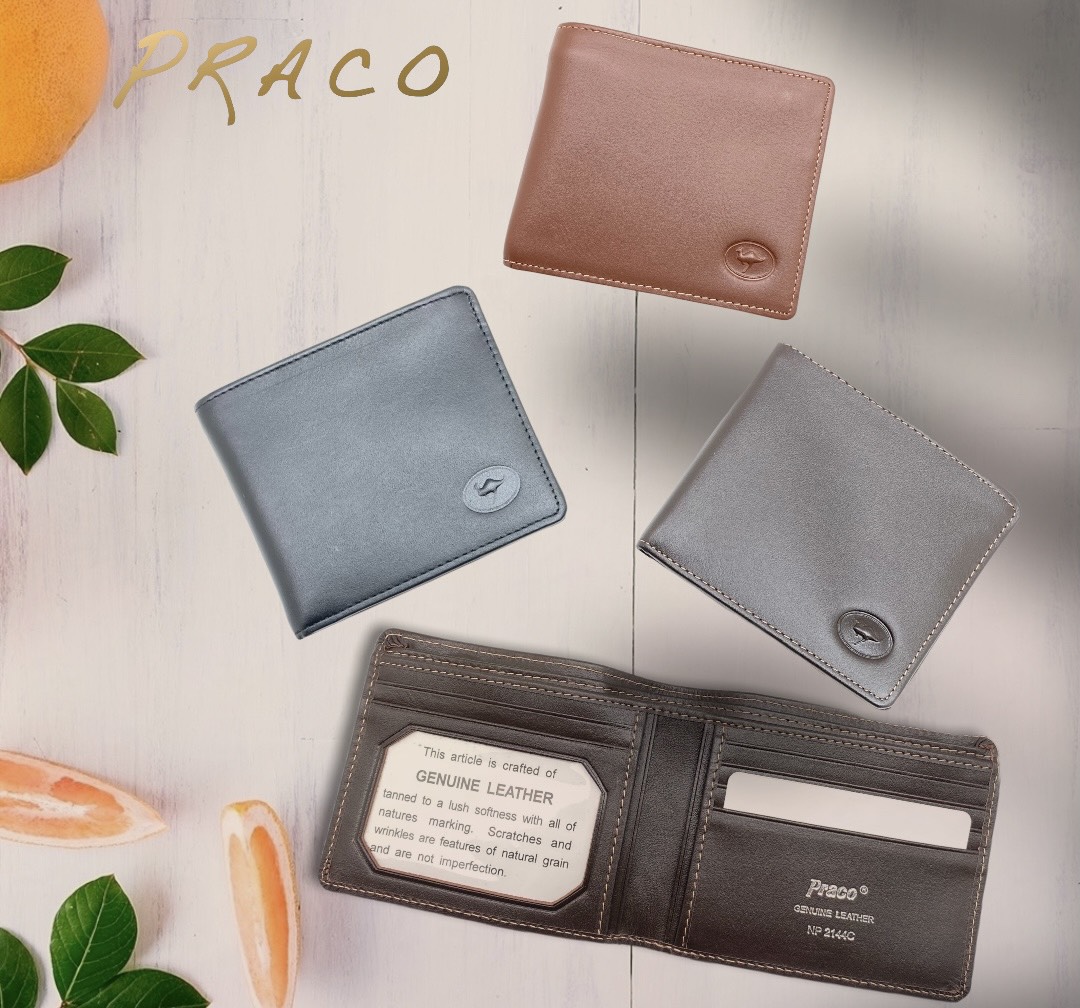 Praco ปราโก้ กระเป๋าสตางค์ หนังแท้หนังเรียบ ทรงสั้น NP2144C (มีซิป ...