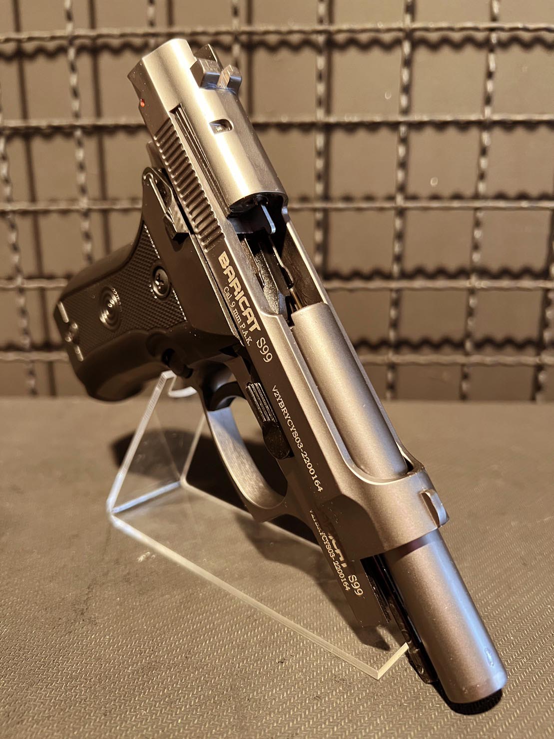 Blank แบลงค์กัน 84fs Baricat S99 9 mm PAK สีเทาสโมค ด้ามดำ บรรจุ 13 นัด ...