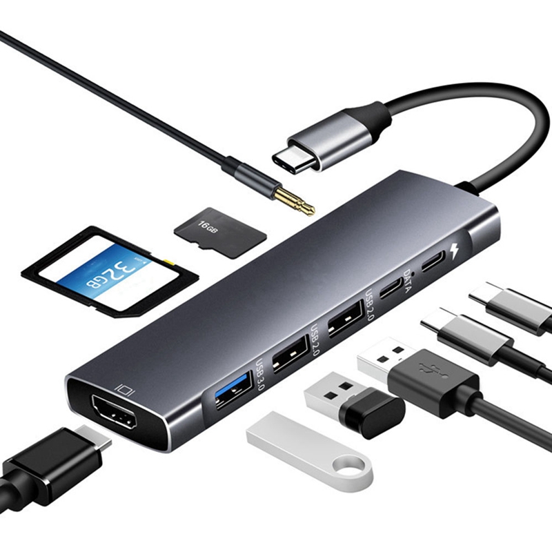 USB C HUB Multiport Adapter 9-In-1 USB-C to USB3.0+USB2.0X2+Micro-SD ...
