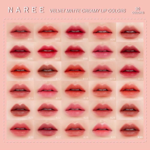 Naree Velvet Matte Creamy Lip Colors No.801-820 - HEJ Street Beauty ...