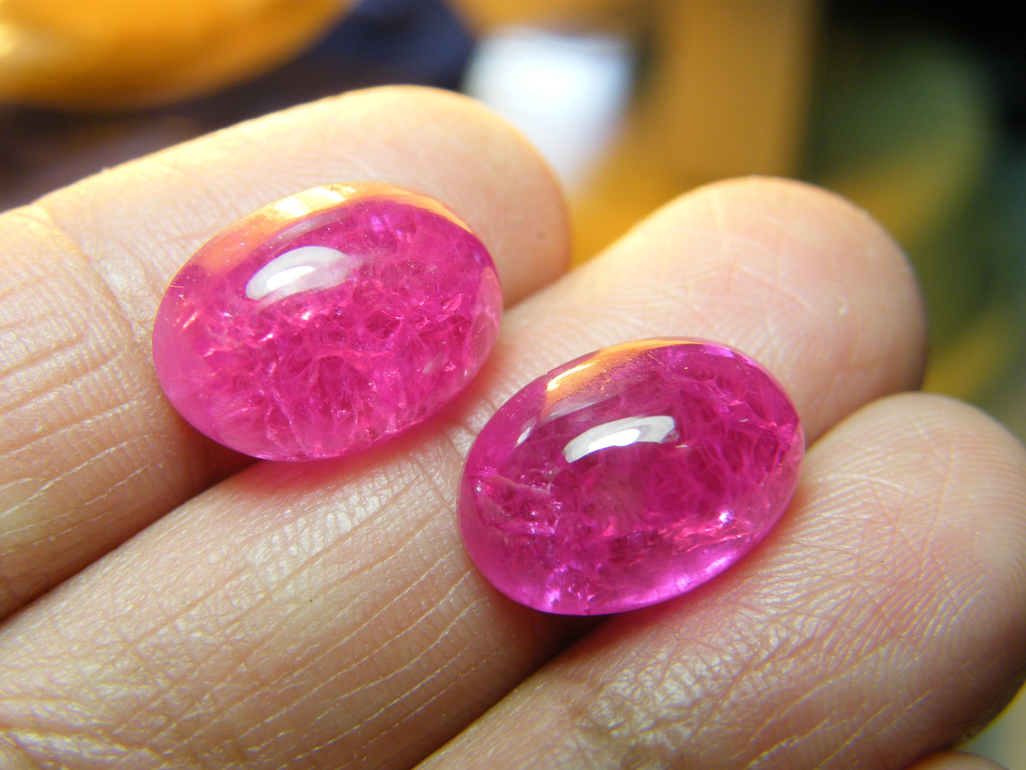 20 cts พลอยทับทิมพม่าเทียม รูปไข่ OVAL PINK RUBY PEAR SHAPE 10X14 ม (2 ...