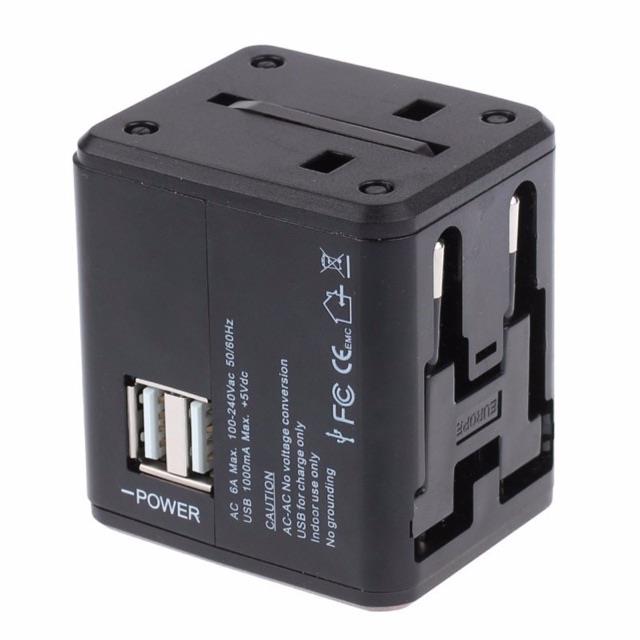 Universal Adapter All in Oneปลั๊กไฟ Dual USB ใช้ได้ทั่วโลก US/UK/EU/AU ...