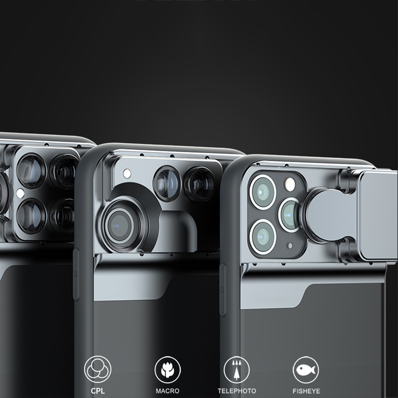For iphone 11 lenses 5in1 Phone Lenses 2X ephoto Lens Fisheye 10X 20X ...