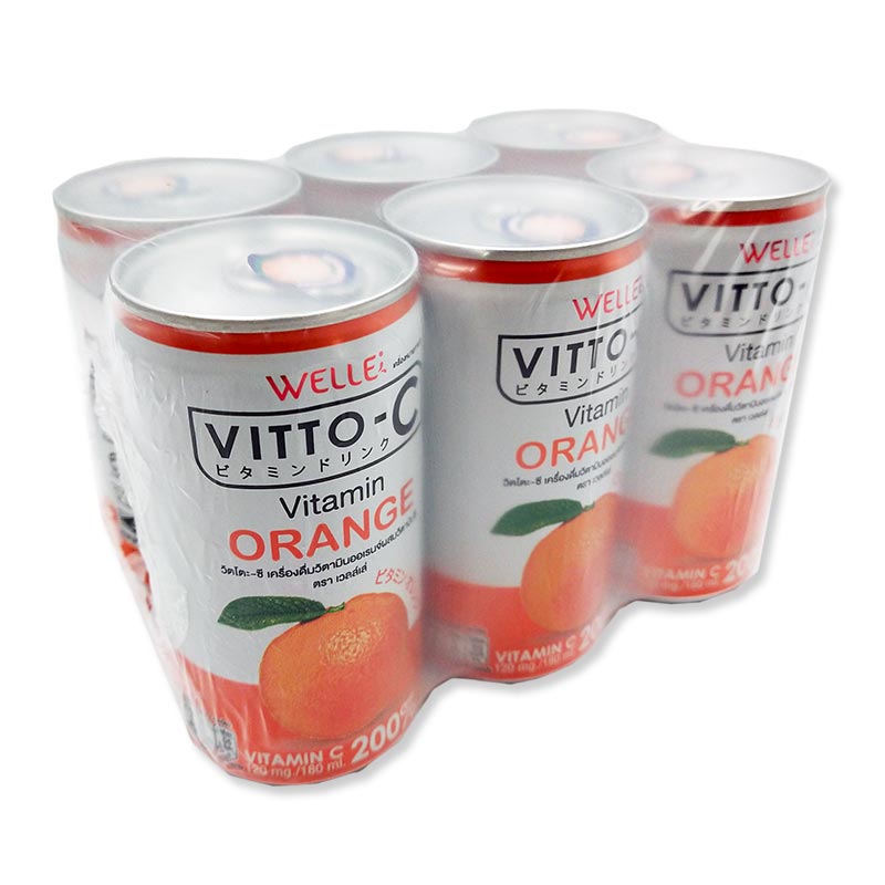 พร้อมส่ง วิตโตะ ซี เครื่องดื่มวิตามิน รสส้ม 180 มล. x 6 กระป๋องVitto-c ...