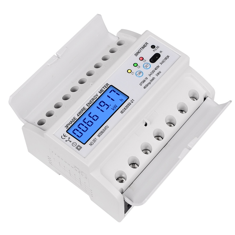 Din Rail Electric Three Phase Energy Meter Rs485 Kwh Consumption Power Voltage Current Wattmeter ...