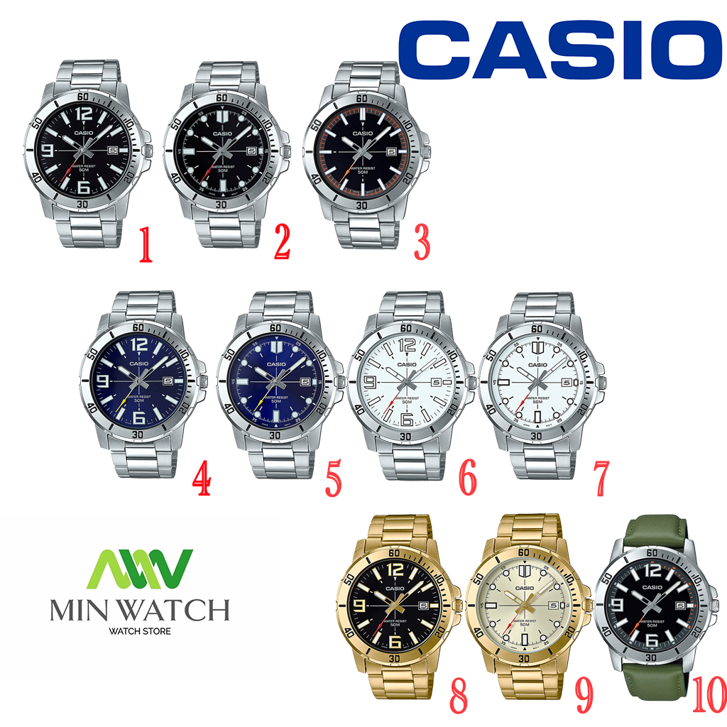 นาฬิกาผู้ชาย Casio รุ่น MTP-VD01D สายแสตนเลส สีเงิน MTP-VD01D-1B (ดํา ...