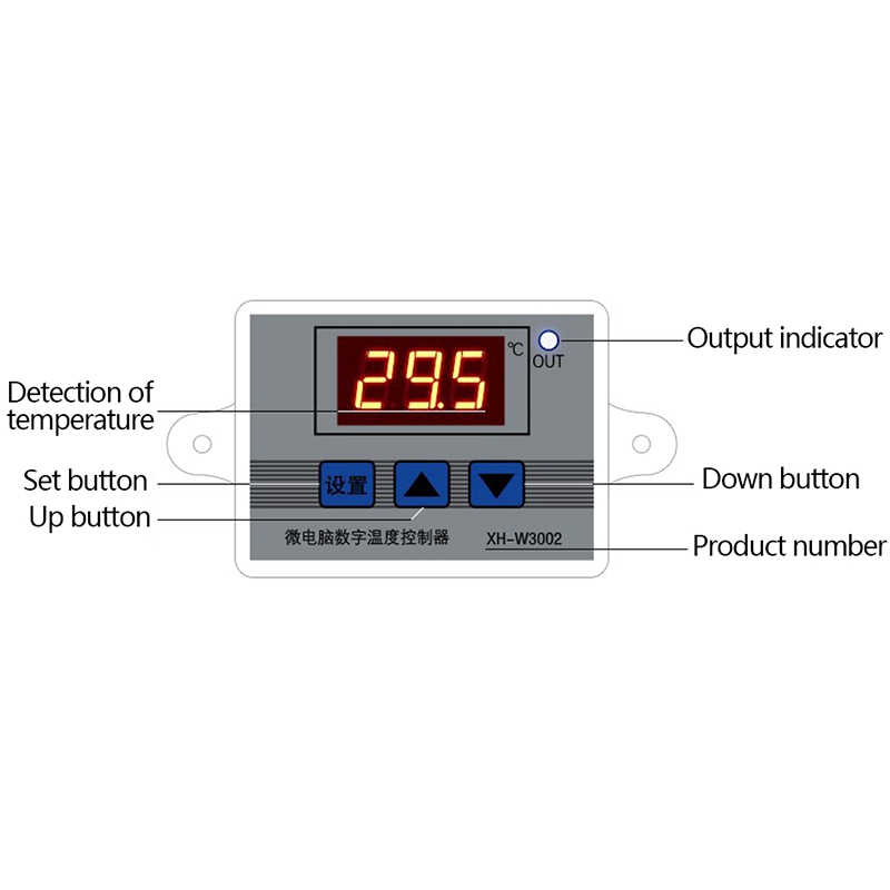 XH-W3002 220V Digital LED Temperature Controller 10A Thermostat Control Switch Probe with ...